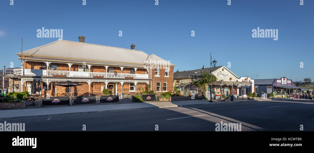 Street scene showing colonial architecture in Sheffield, Tasmania Stock ...
