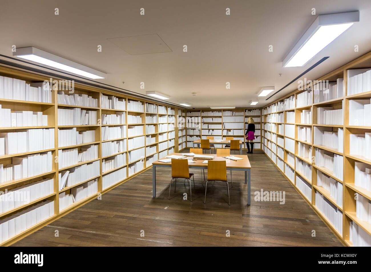 White library at MONA i Hobart, Tasmania. The work by Wilfredo Prieto ...