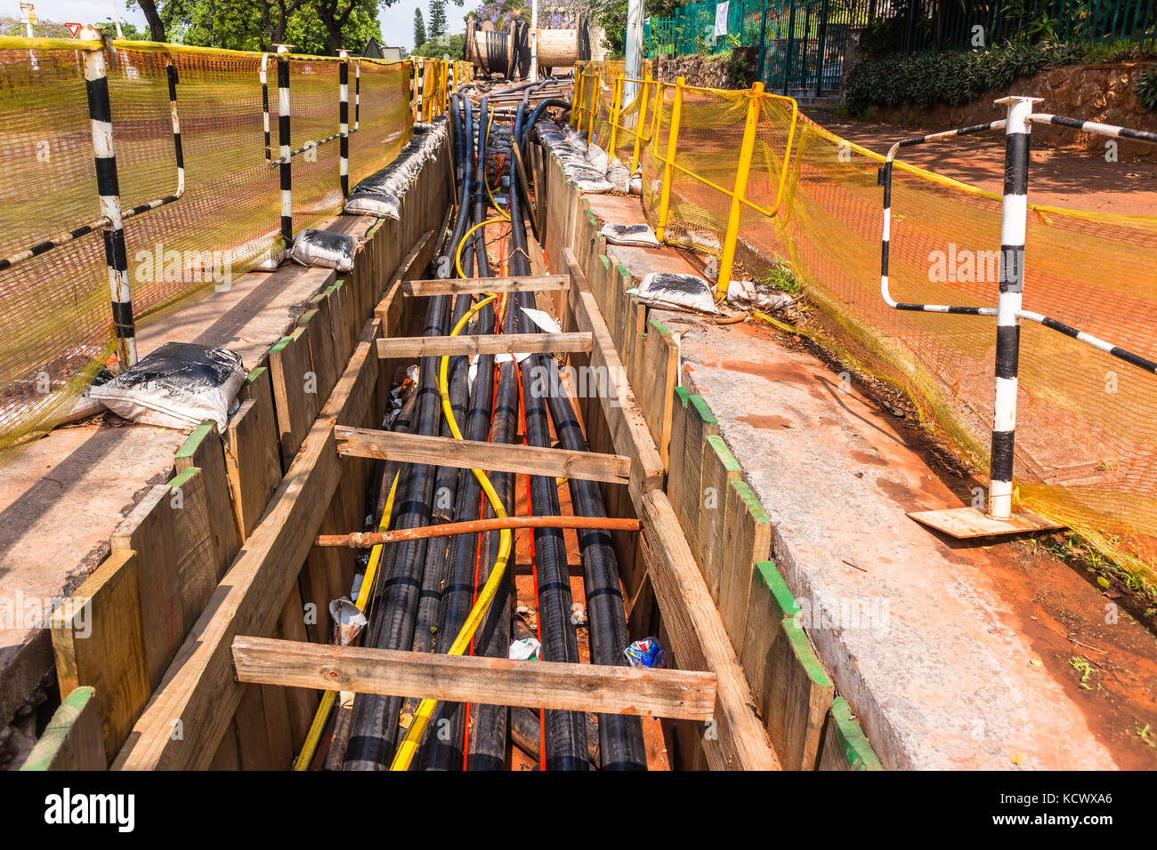 Electrical new high voltage cables been installed in underground ...