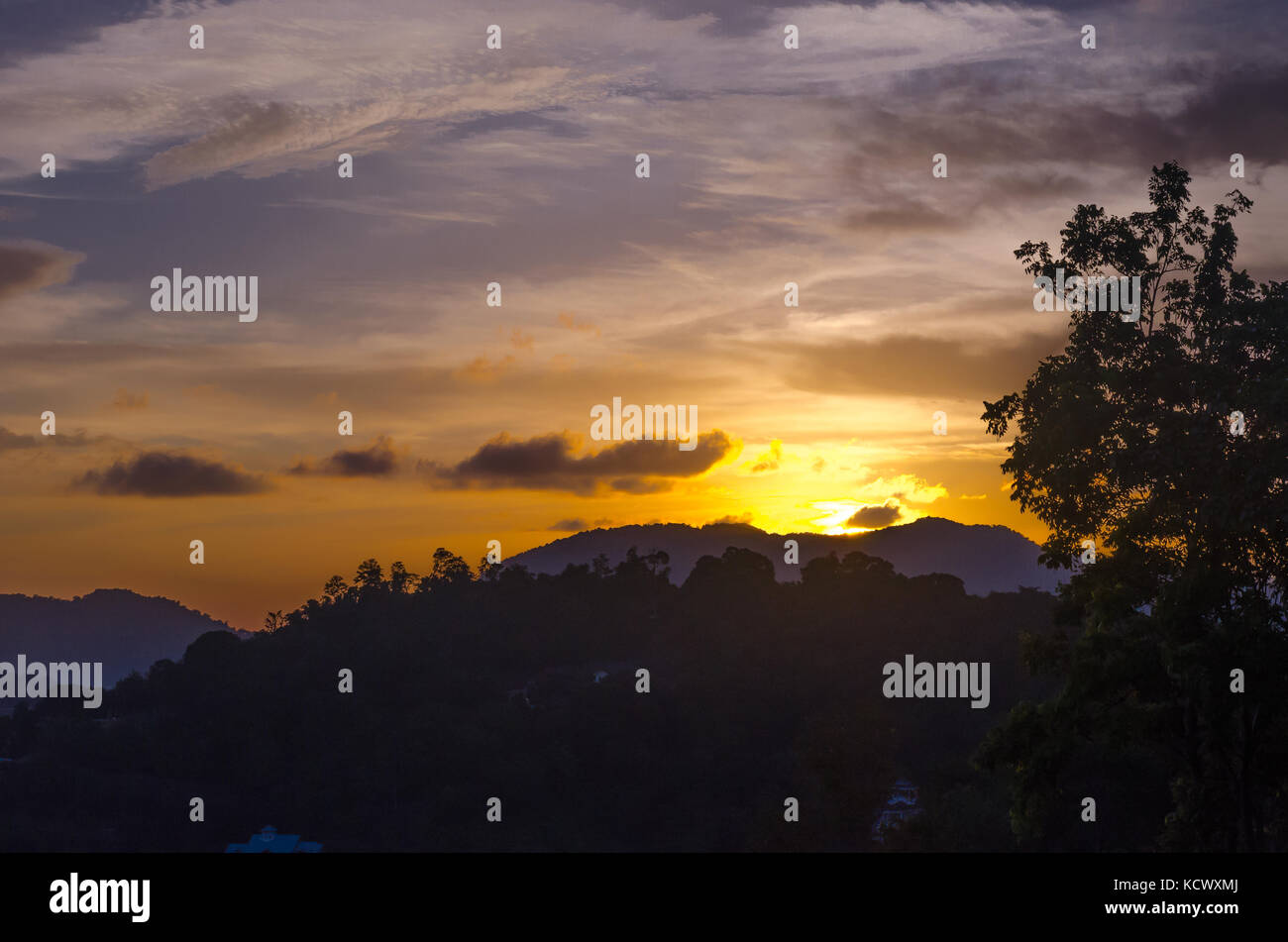 Hill Sunset View Stock Photo - Alamy