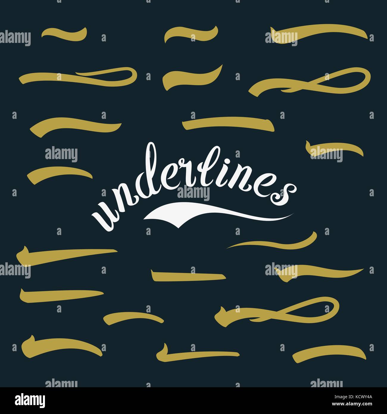 Underline. Set Lettering Underlines. Vintage Handmade Elements For ...