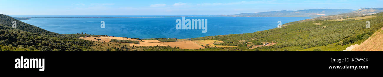Summer panoramic view of Lago di Varano (Varano lake) on the Gargano ...