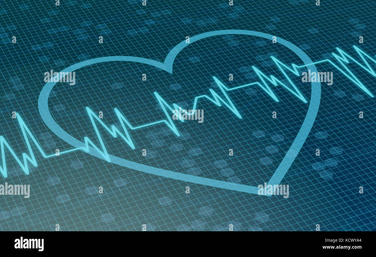 top view of an ecg display concept of heart health (3d render Stock ...