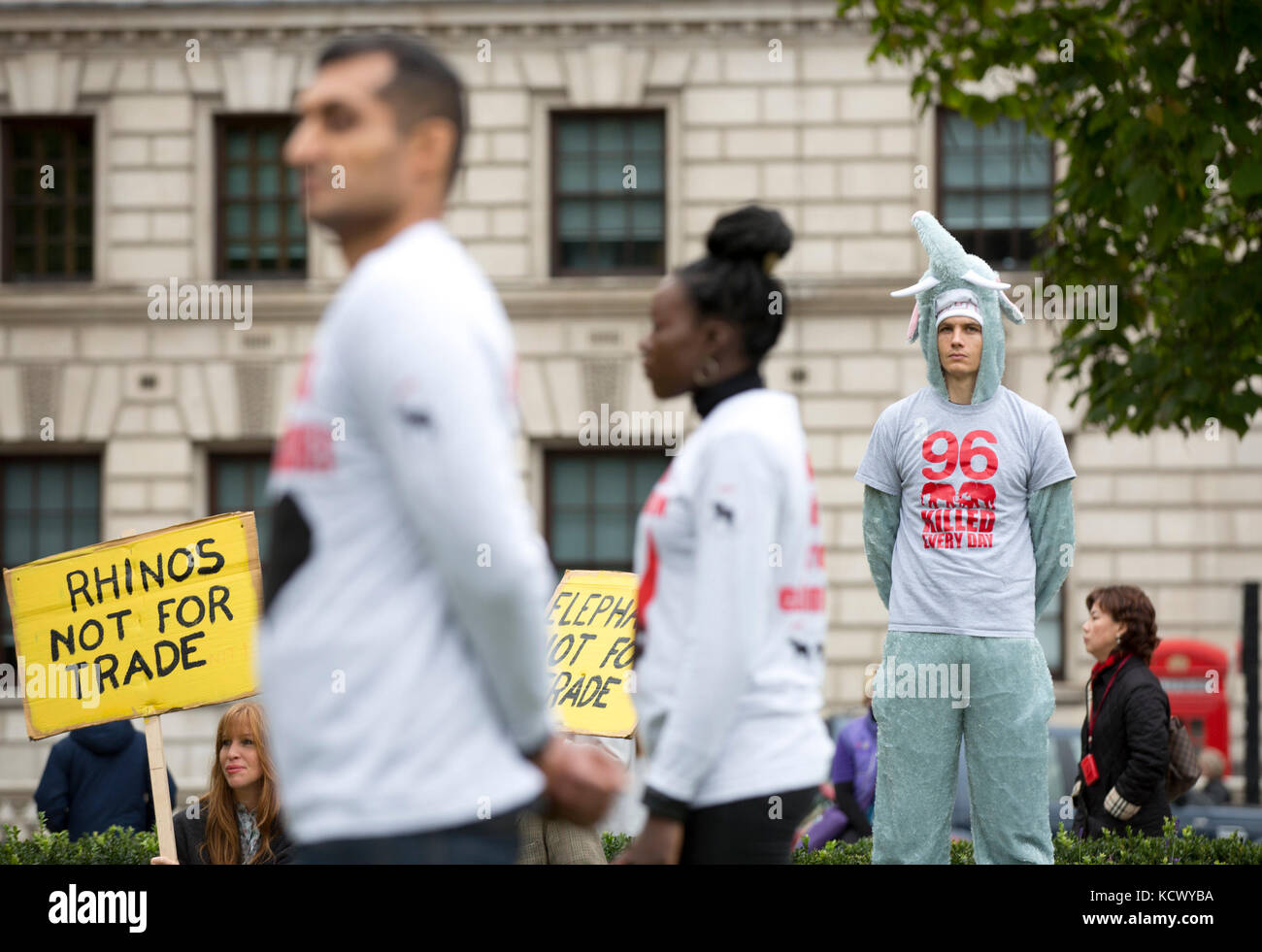 Hundreds of activists from Action for Elephants UK stage a silent ...
