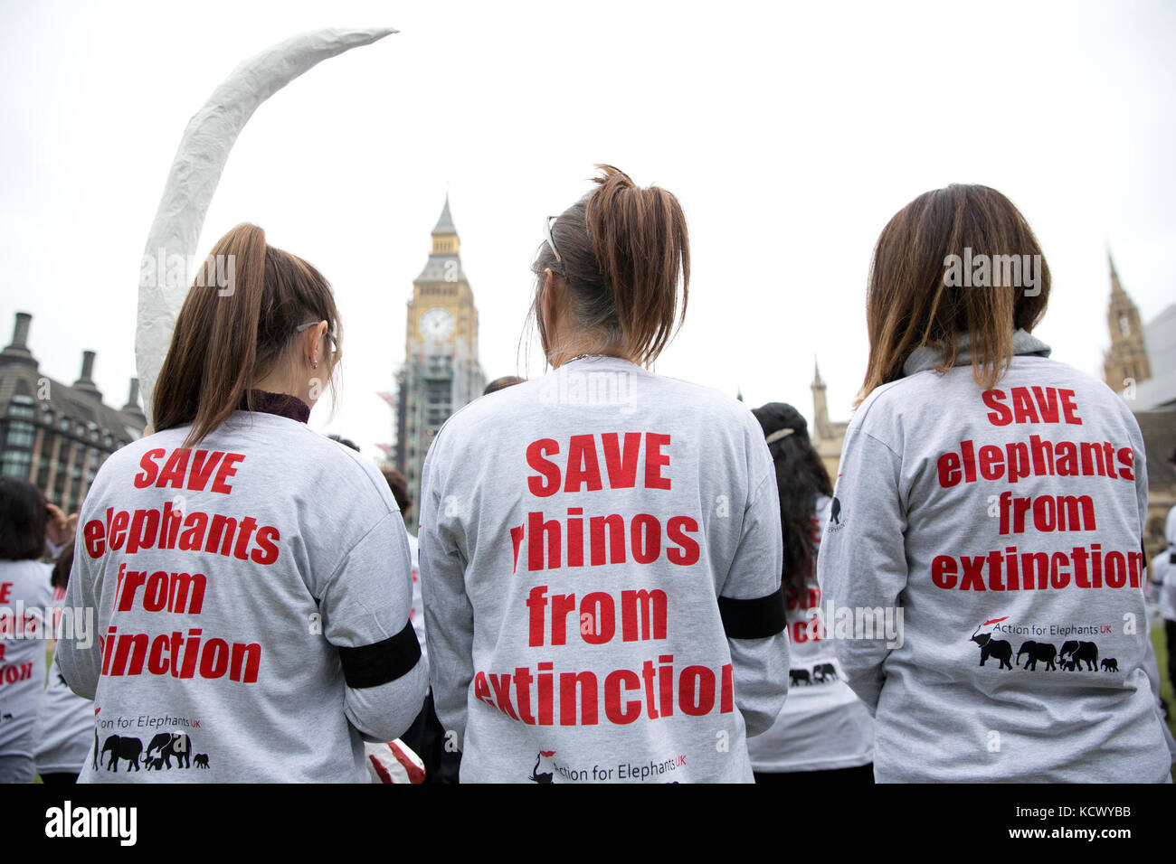 Hundreds of activists from Action for Elephants UK stage a silent ...