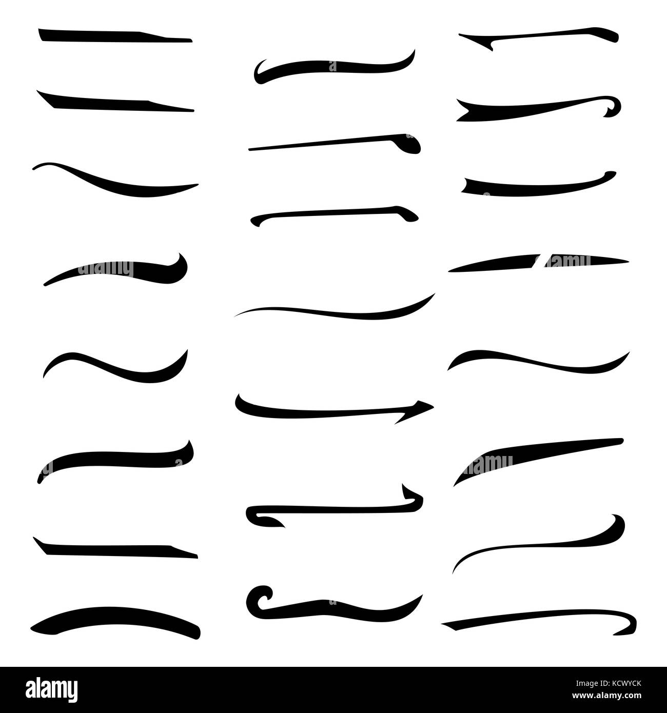 Set Of Hand Lettering Underlines Lines Isolated On White Background ...