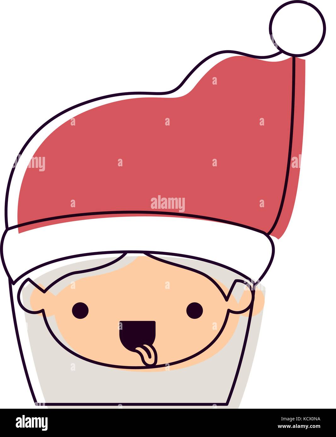 santa claus woman kawaii face with tongue out expression with hat ...