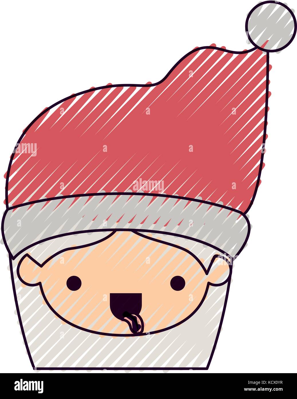 santa claus woman kawaii face with tongue out expression with hat color ...