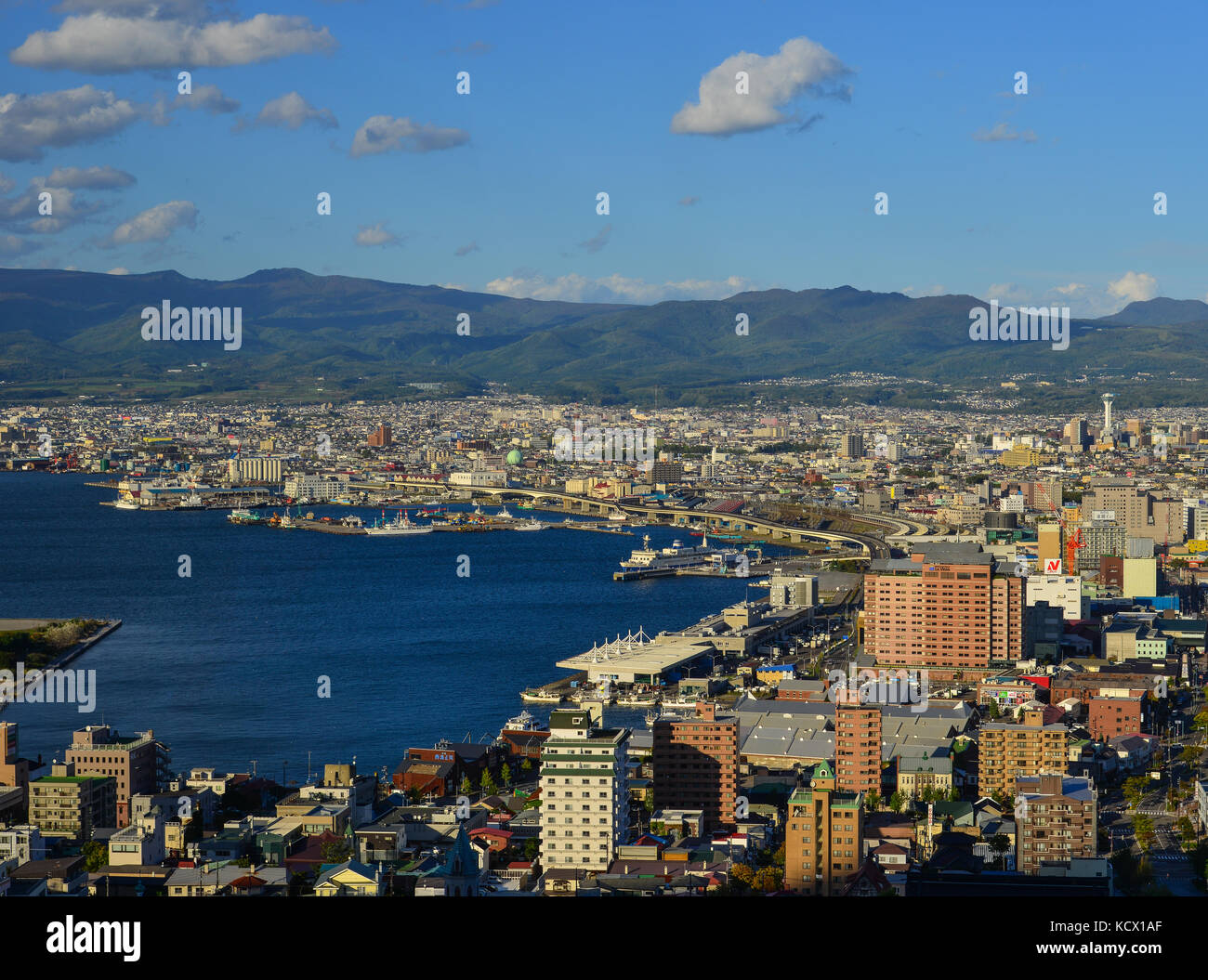 Hokkaido, Japan - Sep 30, 2017. Aerial view of Hakodate City in ...