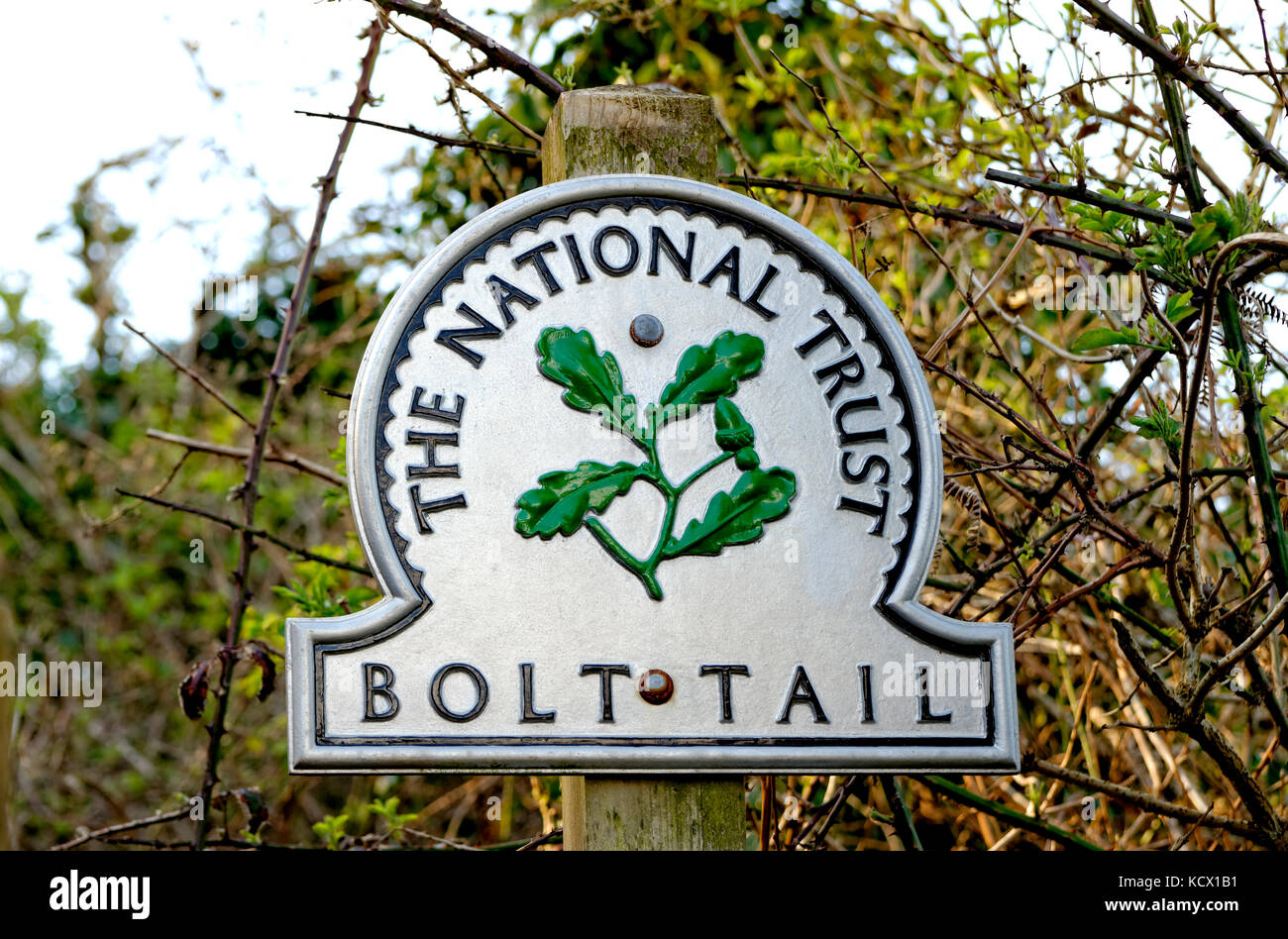BOLT TAIL NATIONAL TRUST SIGN SOUTH DEVON ENGLAND UK Stock Photo - Alamy