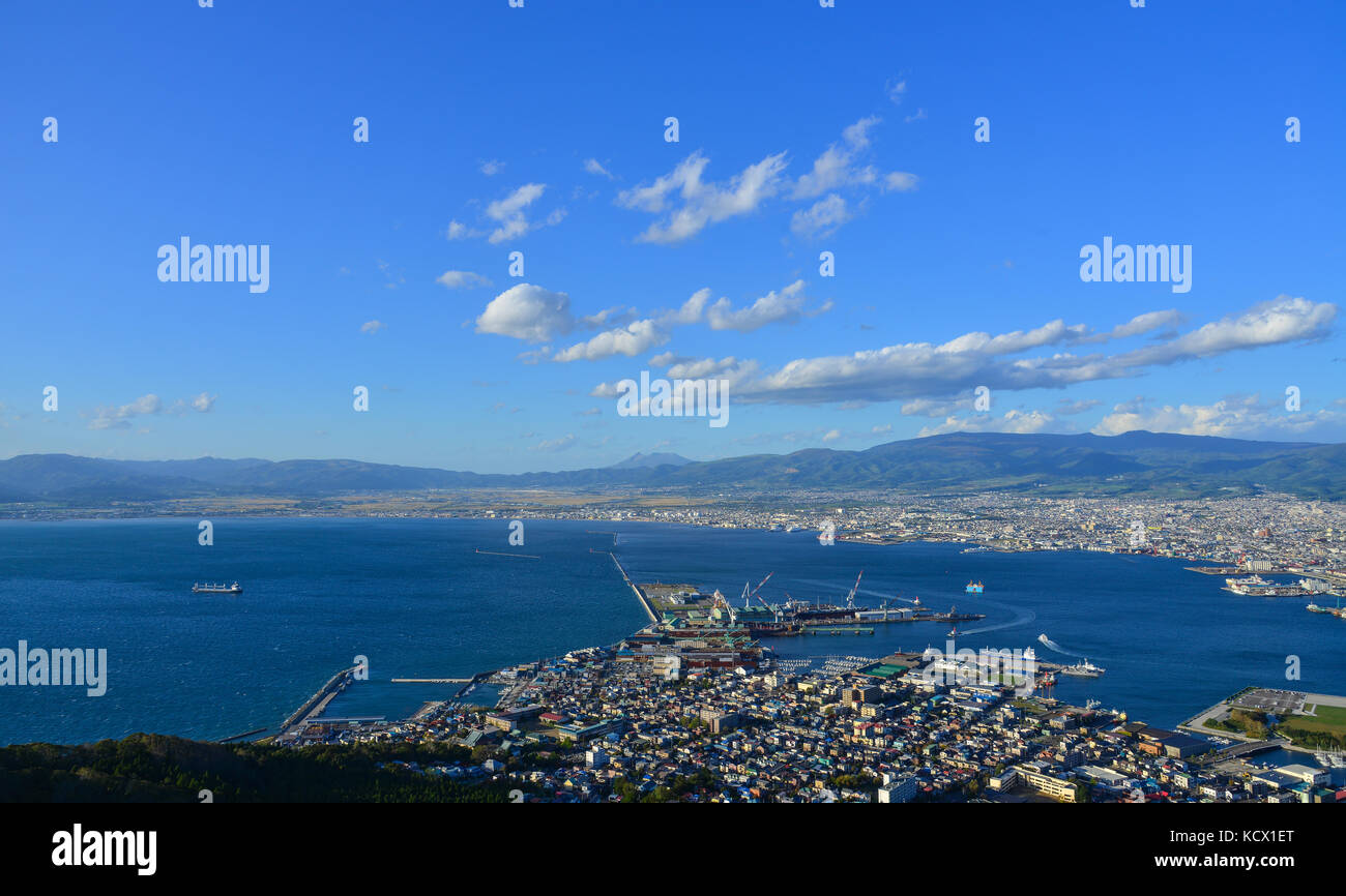 Aerial view of Hakodate City at sunny day in Hokkaido, Japan. Hokkaido ...