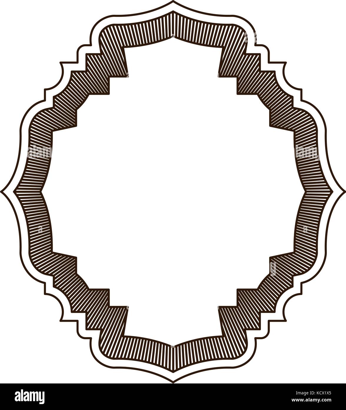 heraldic silhouette decorative emblem frame in brown color with striped ...
