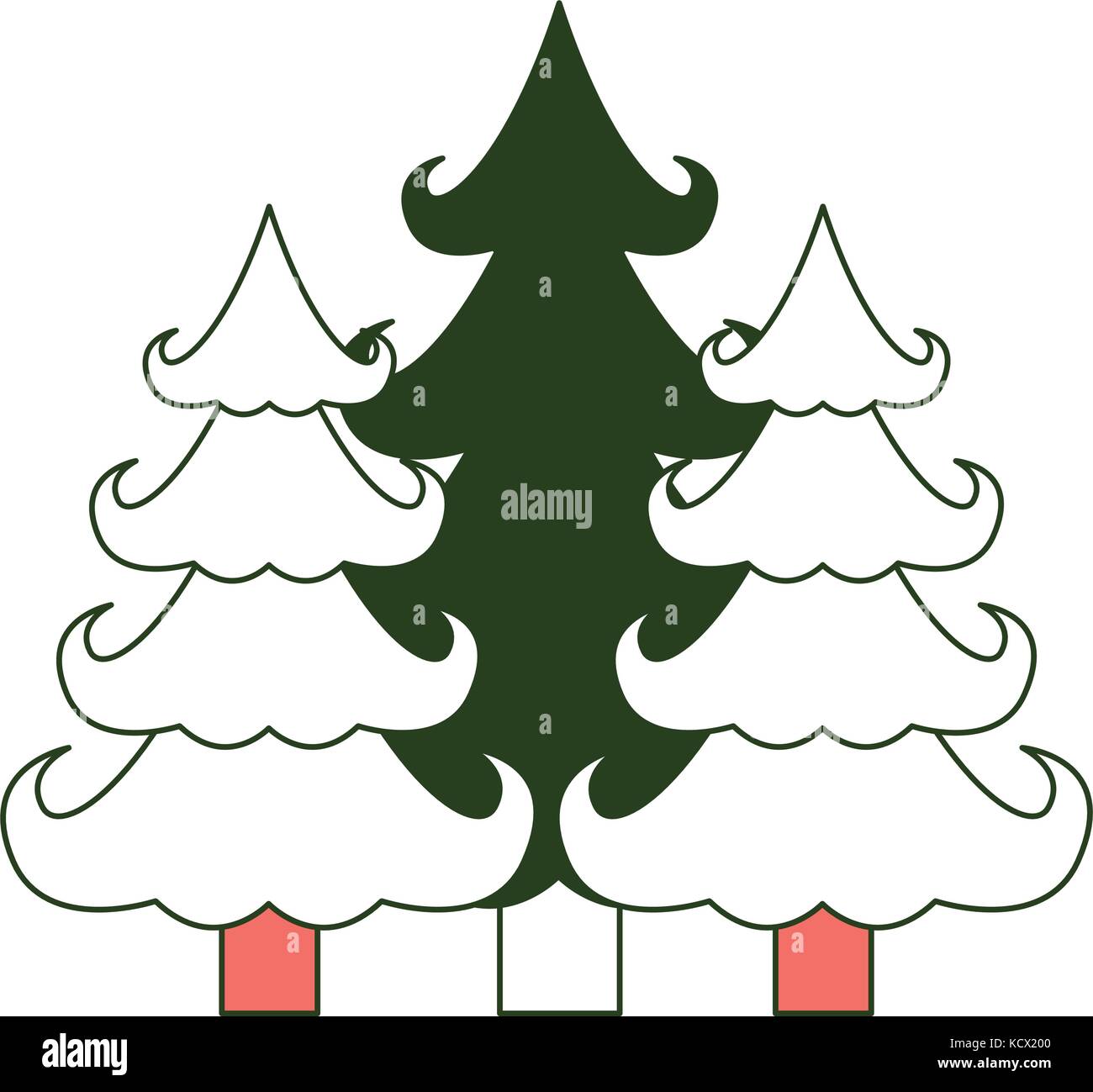 pine trees landscape set on color section silhouette Stock Vector Image ...