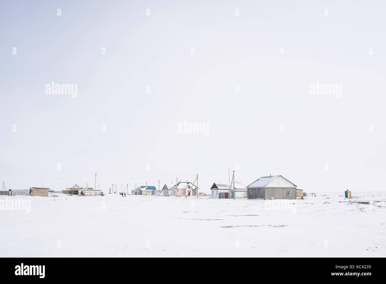 The village of Tastubek along the little Aral sea has 20 houses, situed ...