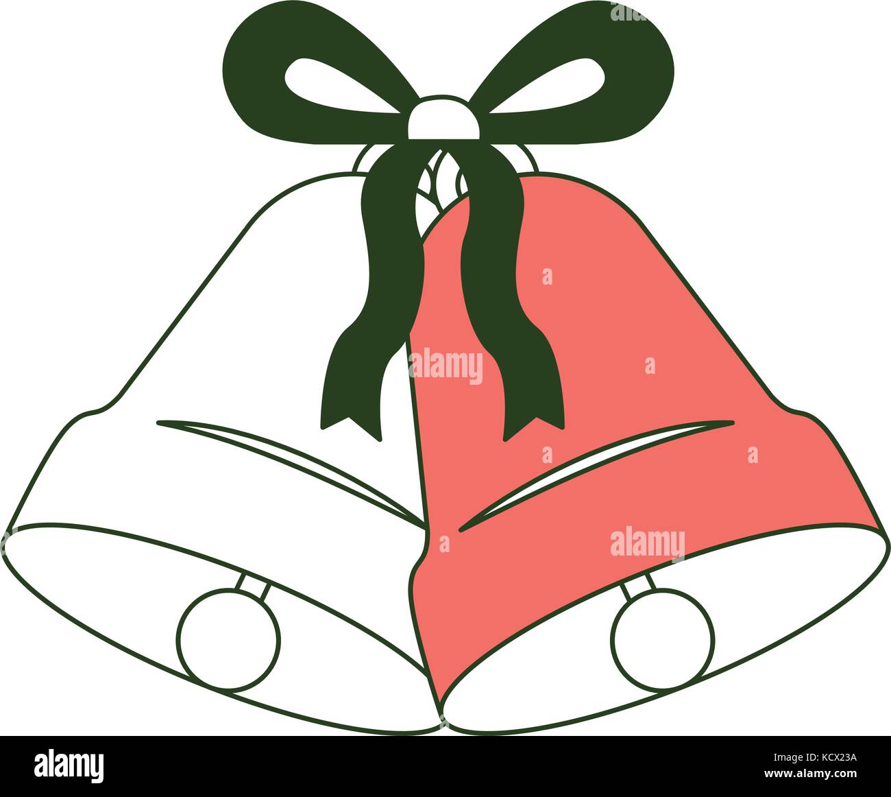 double bell with ribbon on color section silhouette Stock Vector Image ...