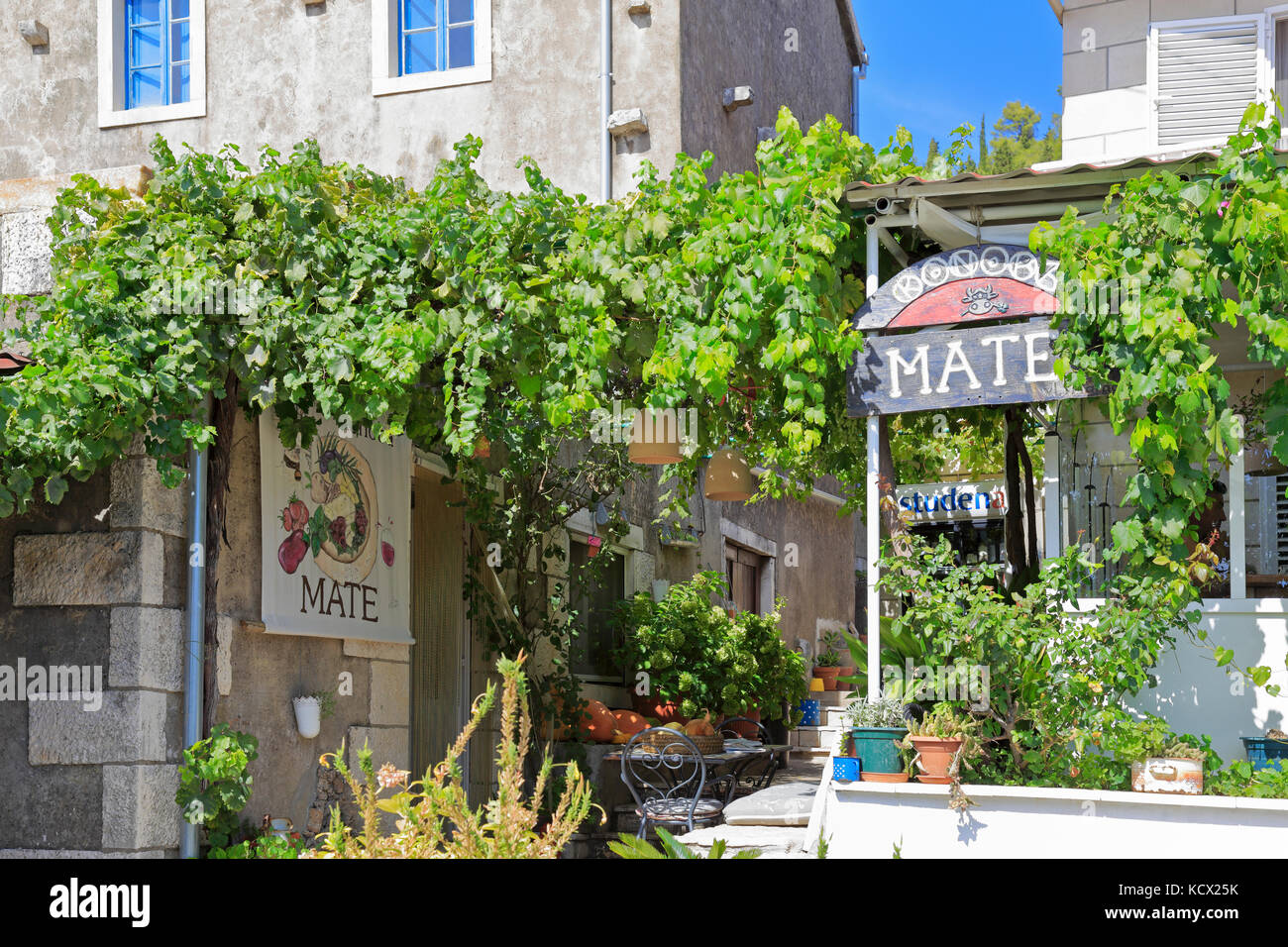 Konoba Mate restaurant, Pupnat, Korcula Island, Croatia, Dalmatia ...