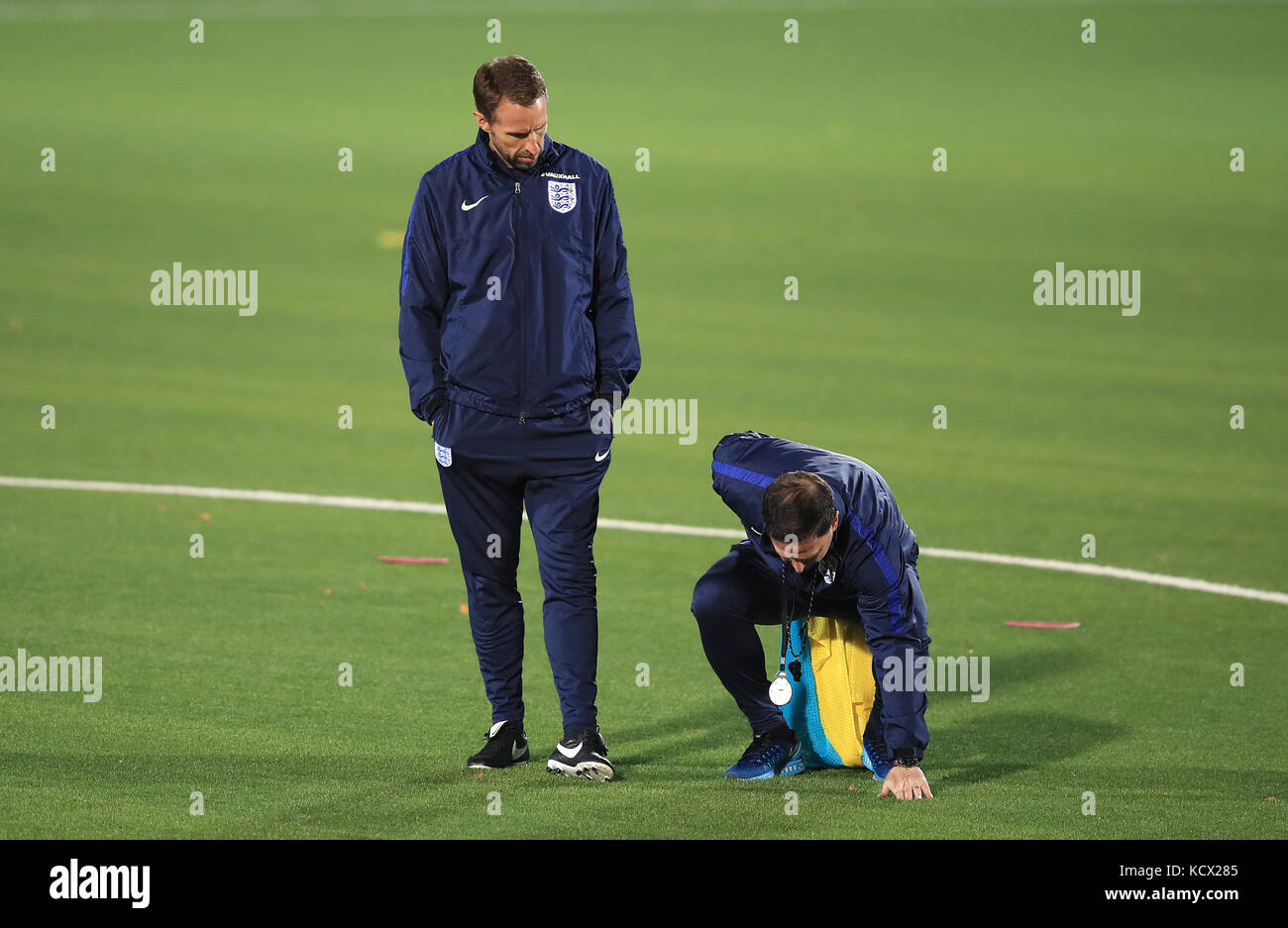 England manager Gareth Southgate (left) and his assistant Steve Holland ...