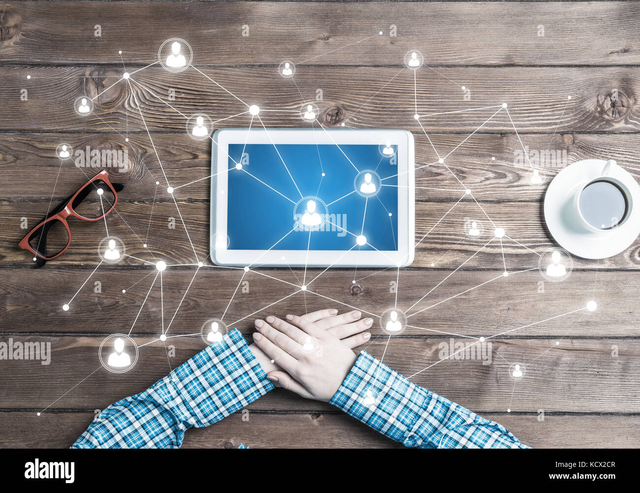 Concept of social communication and networking with social connection ...