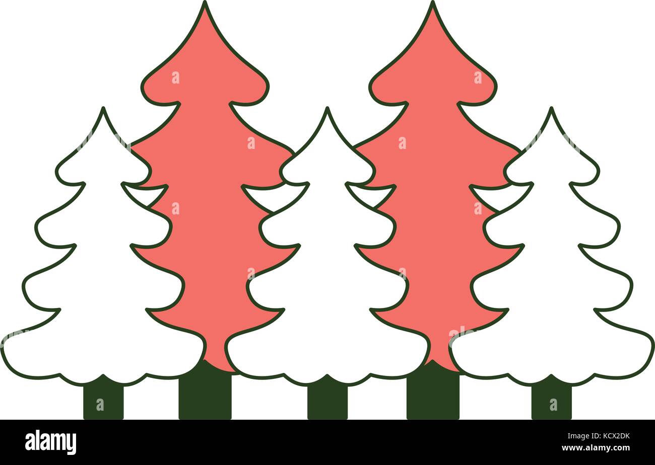 forest with trees landscape set on color section silhouette Stock ...