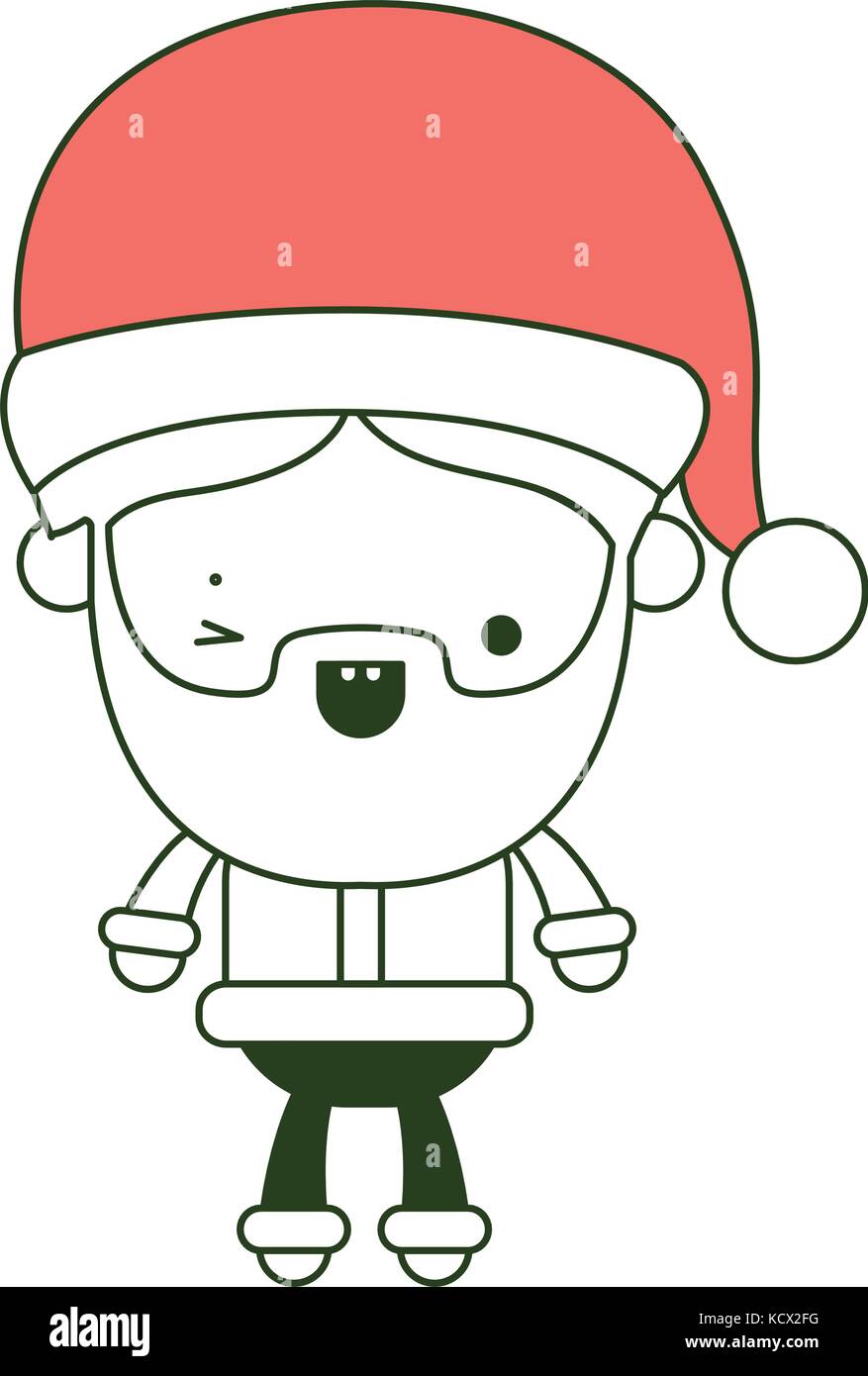 santa claus cartoon full body wink eye expression on color section ...