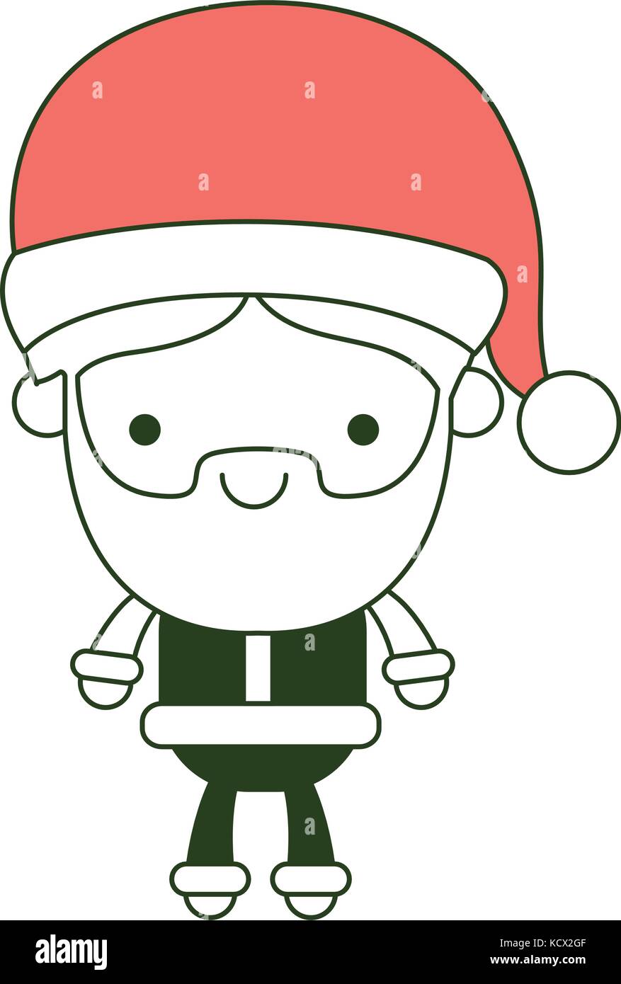 santa claus cartoon full body smiling expression on color section ...