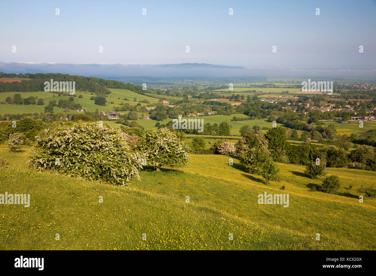 View over Vale of Evesham from hill below Broadway Tower, Broadway ...