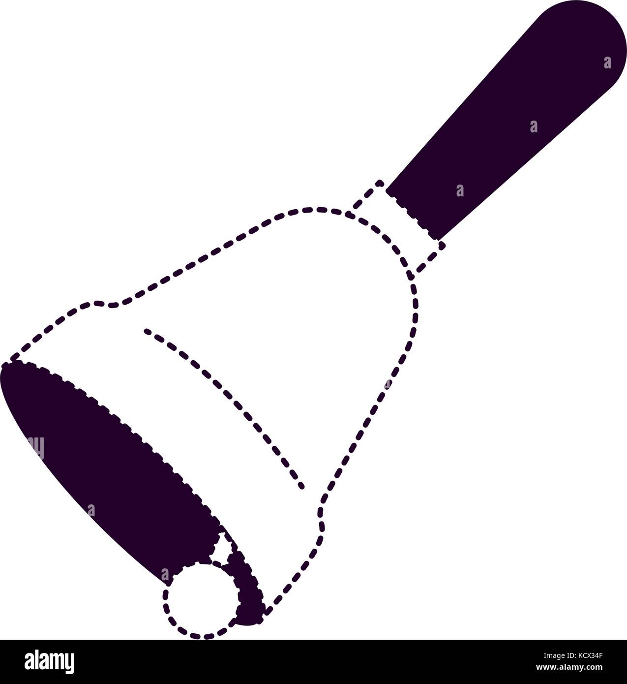 hand bell with wooden handle side view on dotted monochrome silhouette ...