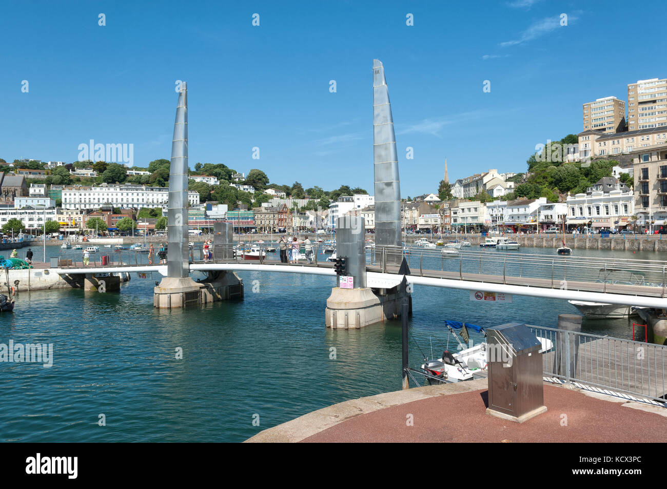 Torquay, Millennium Bridge, looking into the inner harbour (marina) and ...