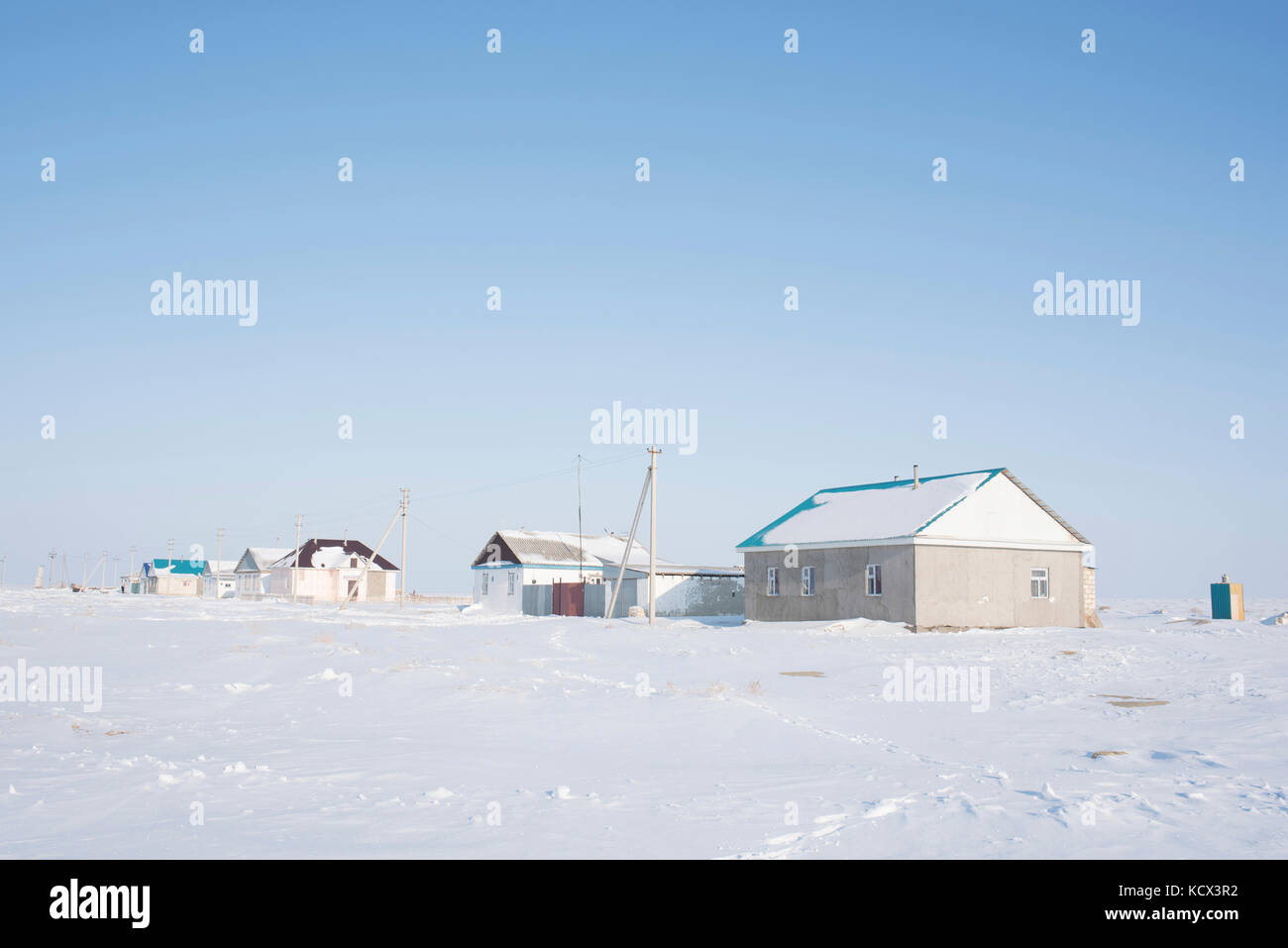 The village of Tastubek along the little Aral sea has 20 houses, situed ...