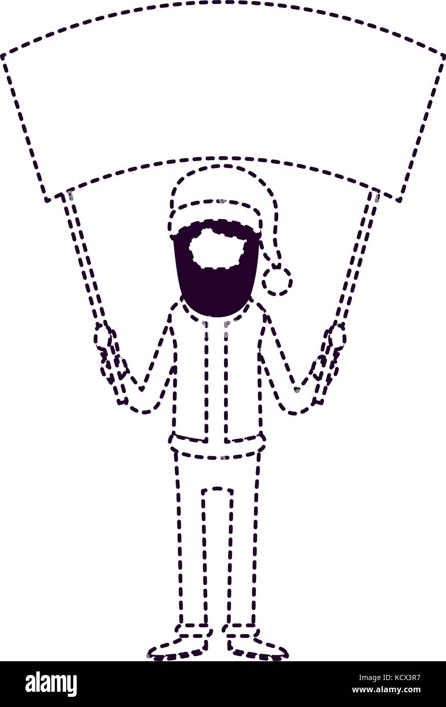 santa claus faceless caricature full body holding a empty poster ...