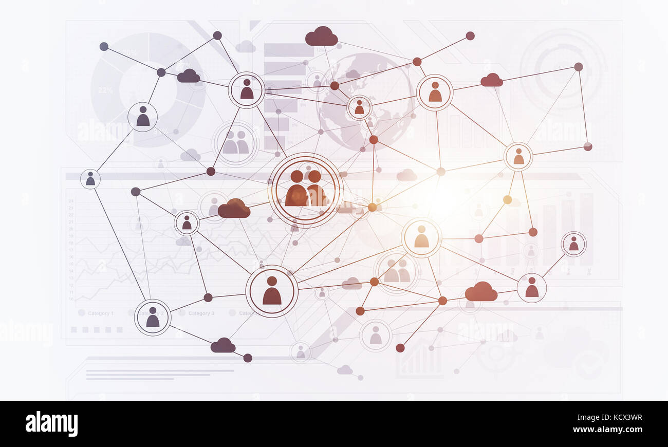 Lines and dots as networking idea drawn on white background Stock Photo ...