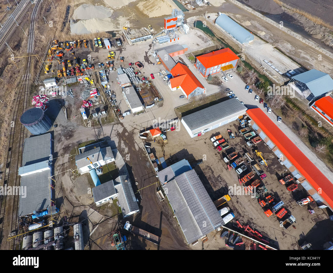 for road repair plant. The site with building materials for the repair ...