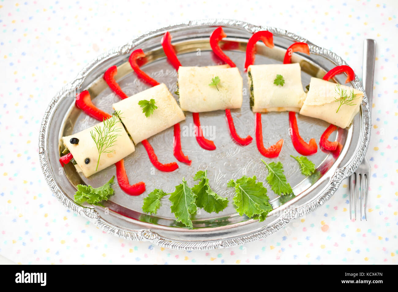 Fun food: caterpillar Stock Photo - Alamy