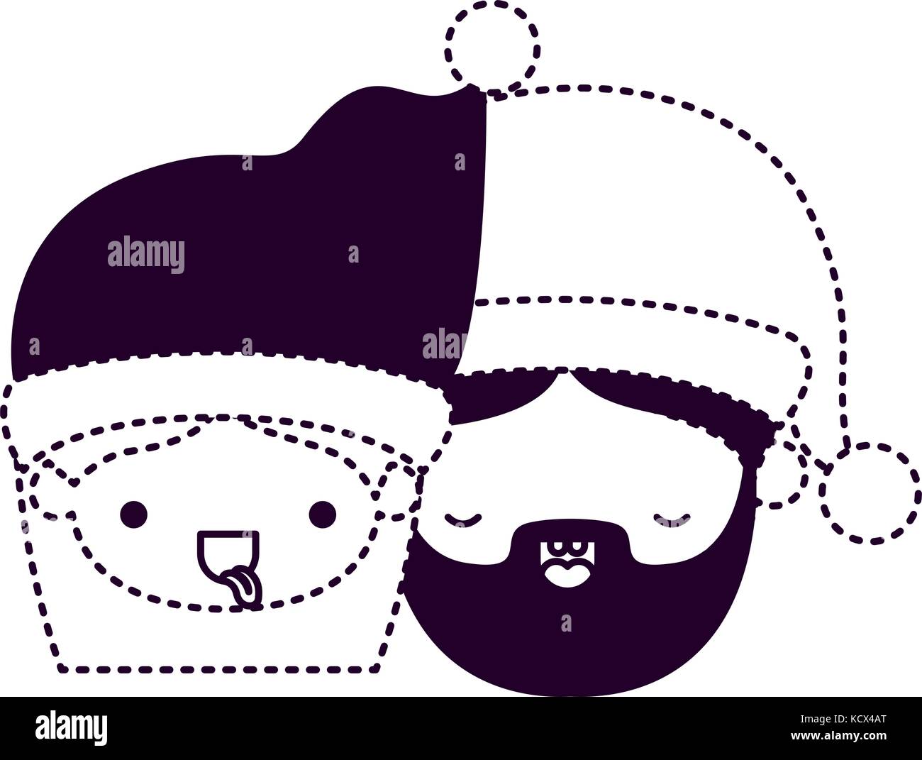 santa claus couple cartoon faces woman tongue out and man with eyes ...