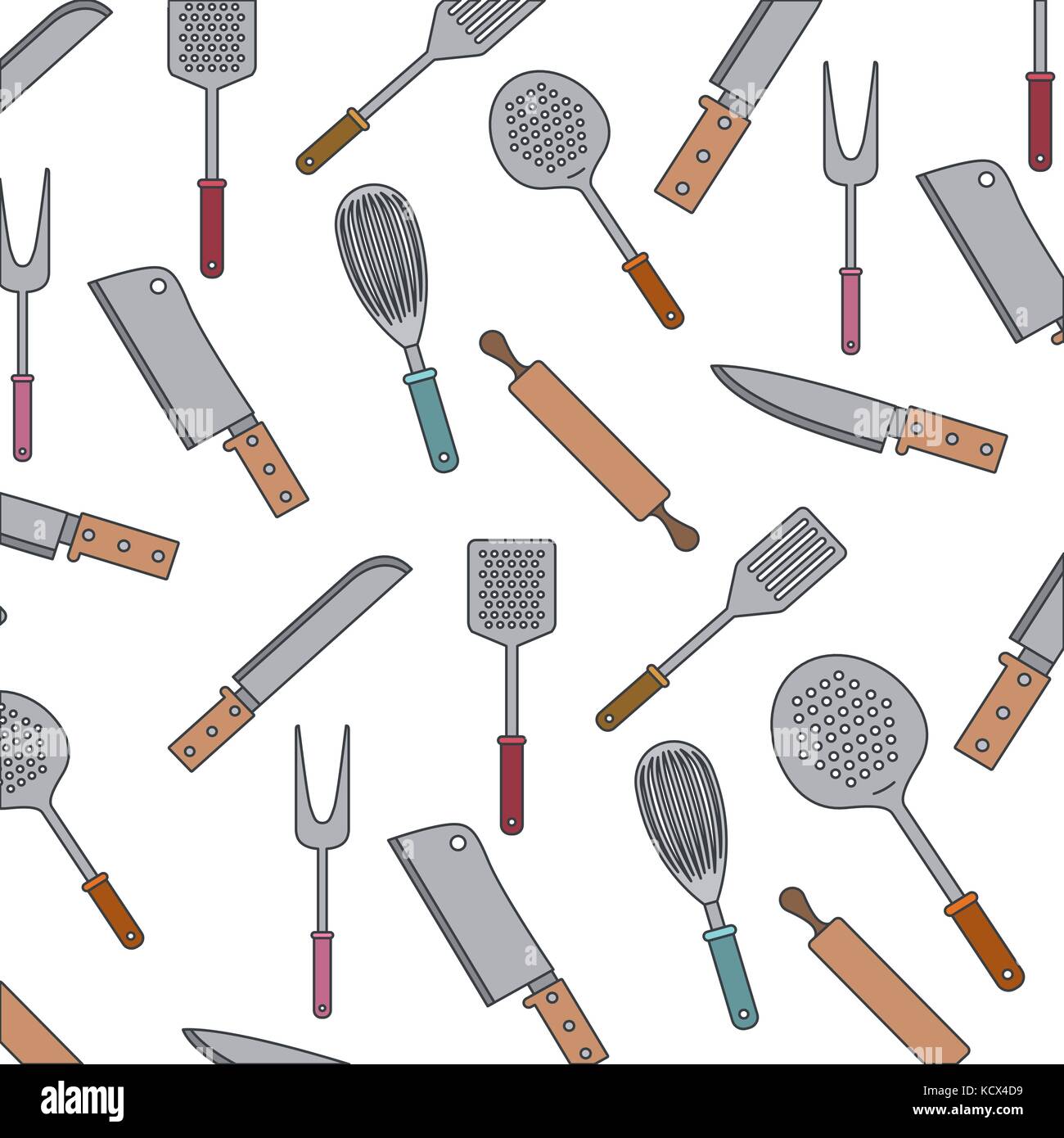 kitchen utensils colorful pattern background Stock Vector Image & Art ...