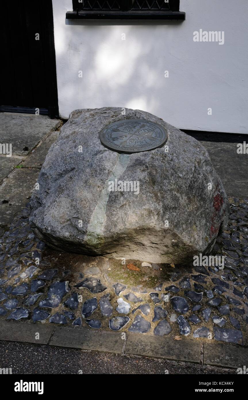 Puddingstone, Barley, Hertfordshire, it is Large stone outside the Town ...