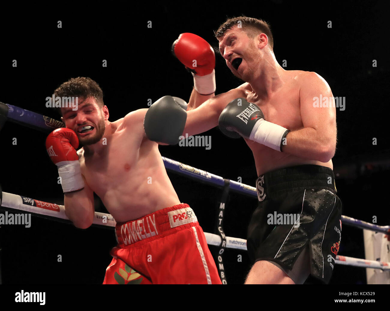 Scott Cardle (right) in action against Lee Connelly during their ...