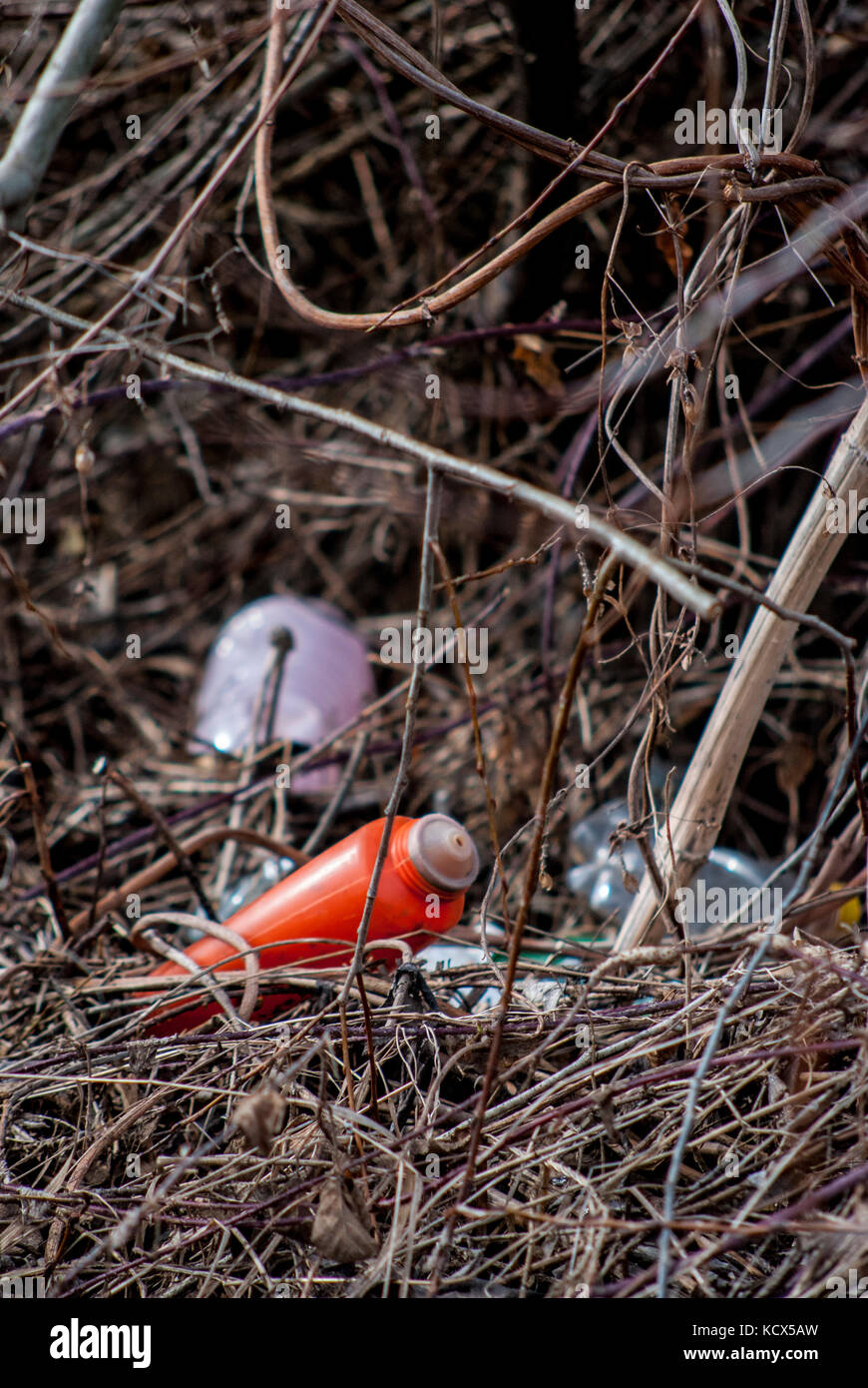 Pet pollution, picture of a plastic garbage, pollution concept Stock ...