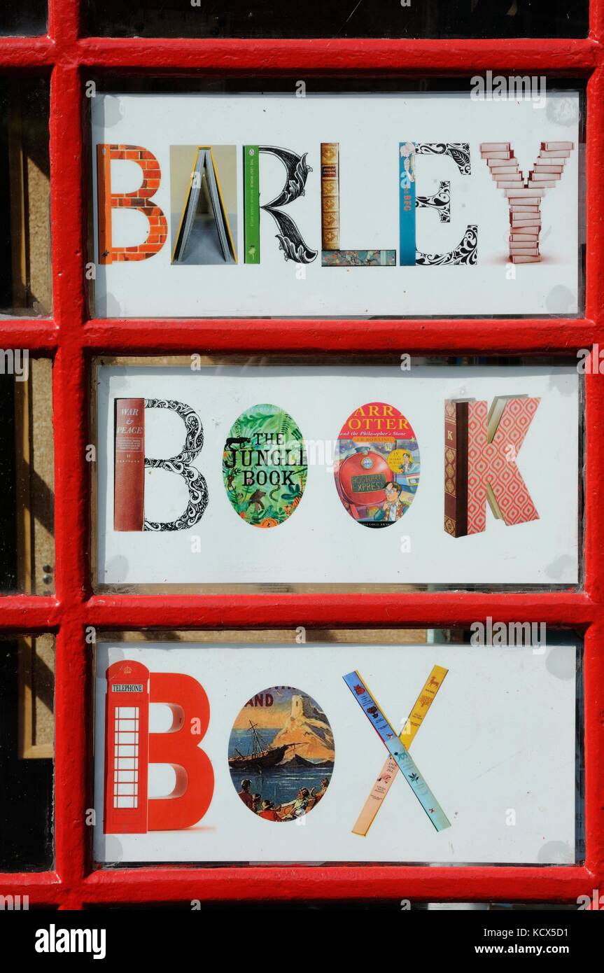 Barley book box - old telephone kiosk, Barley, Hertfordshire Stock ...