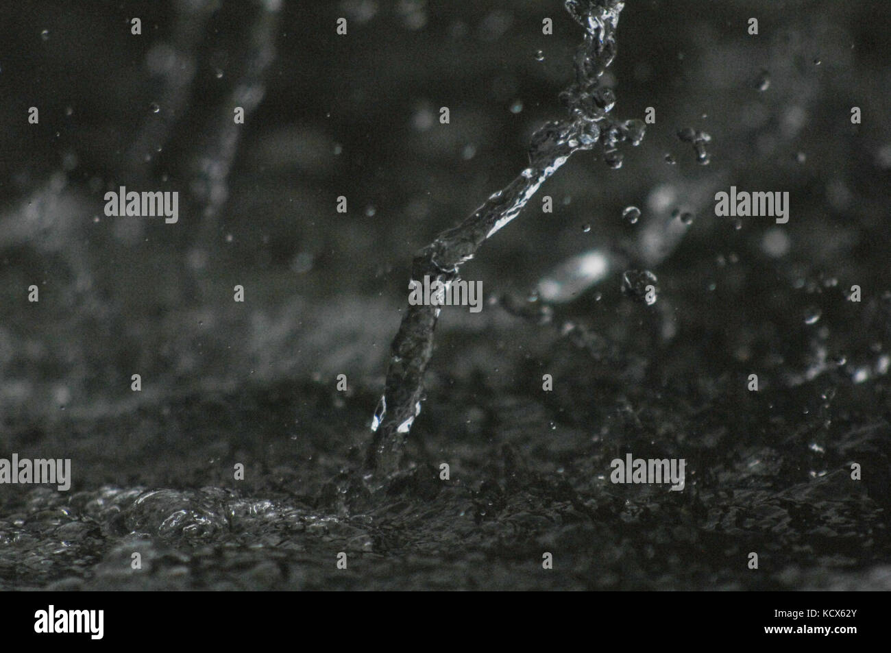 picture of a Water drops levitating in the air in dark. Splashing water ...