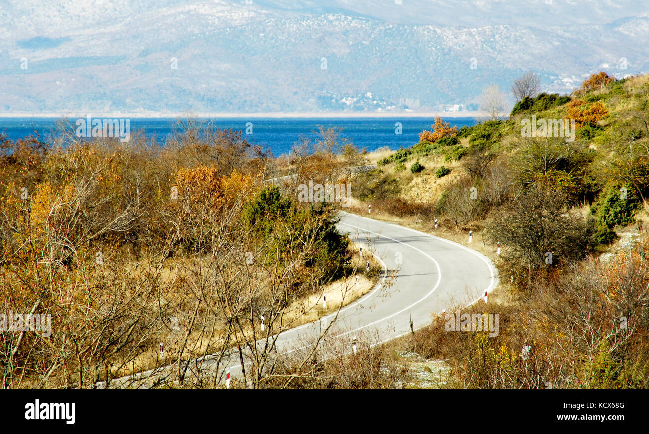 picture of a Curved road to Lake Prespa in Macedonia Stock Photo - Alamy