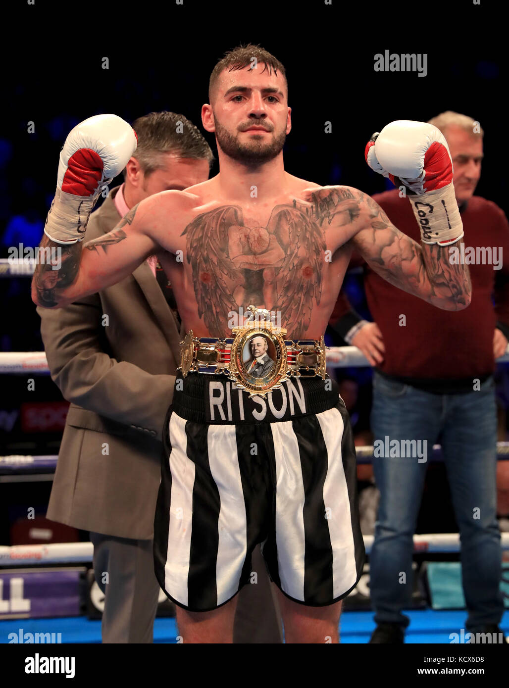 Robbie Barrett celebrates beating Lewis Ritson during their British ...