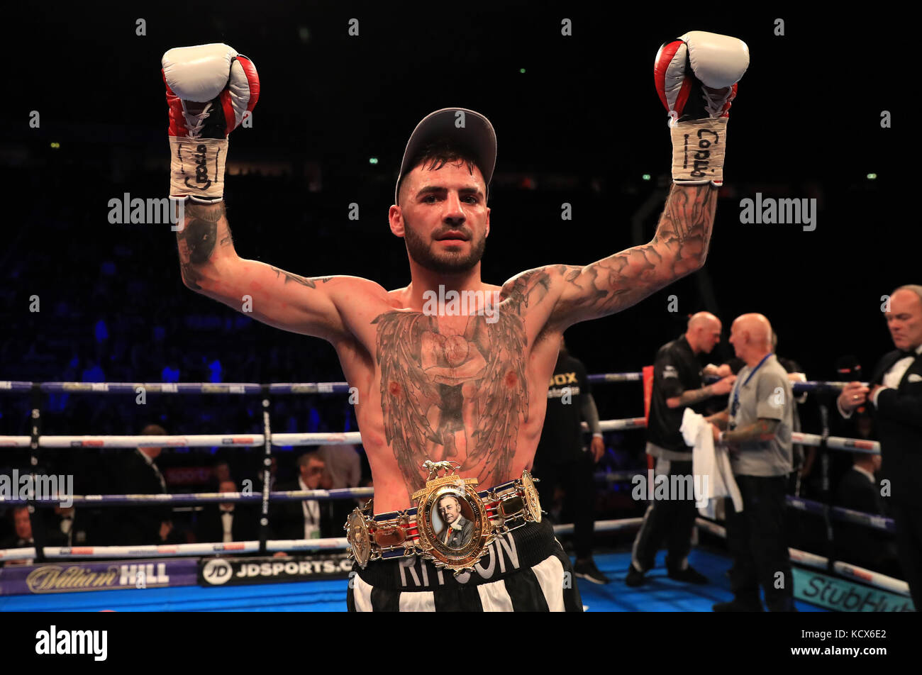 Robbie Barrett celebrates beating Lewis Ritson during their British ...