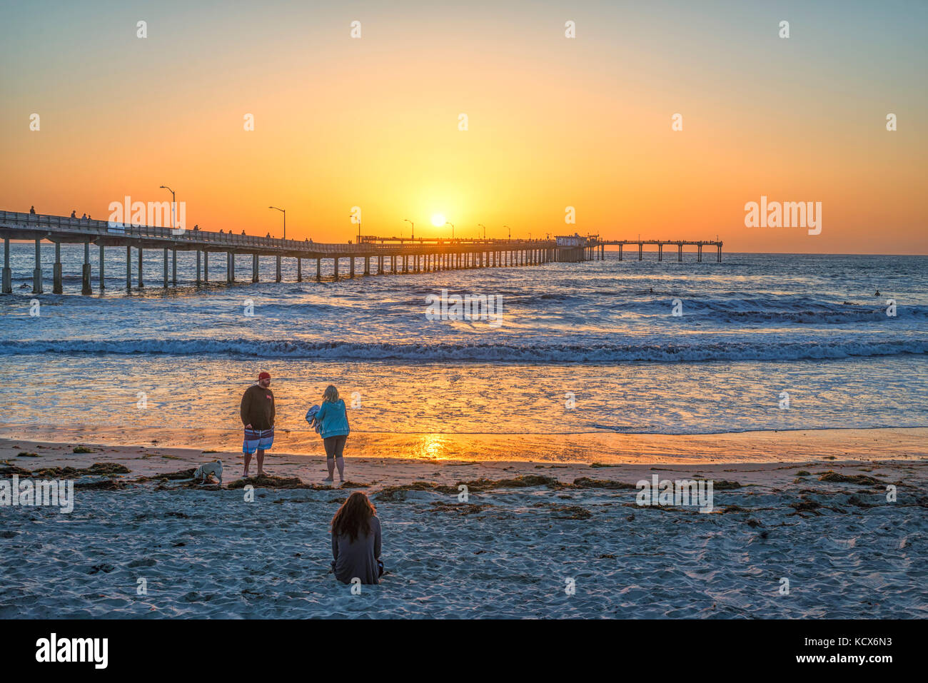 Coastal sunset. View of the Ocean Beach Pier, San Diego, California ...