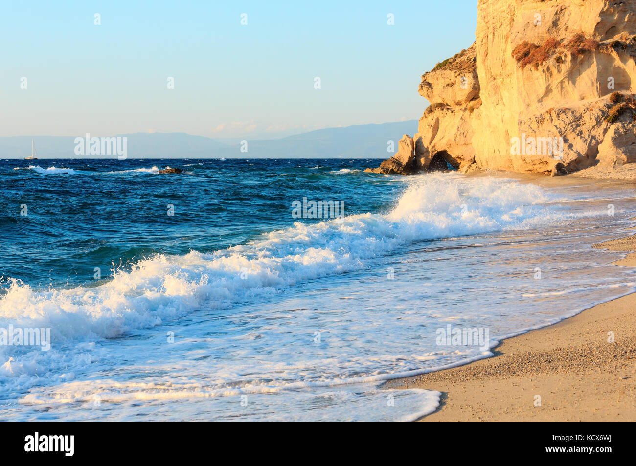 Tropea town beach, Calabria, Italy, Tyrrhenian Sea. People ...