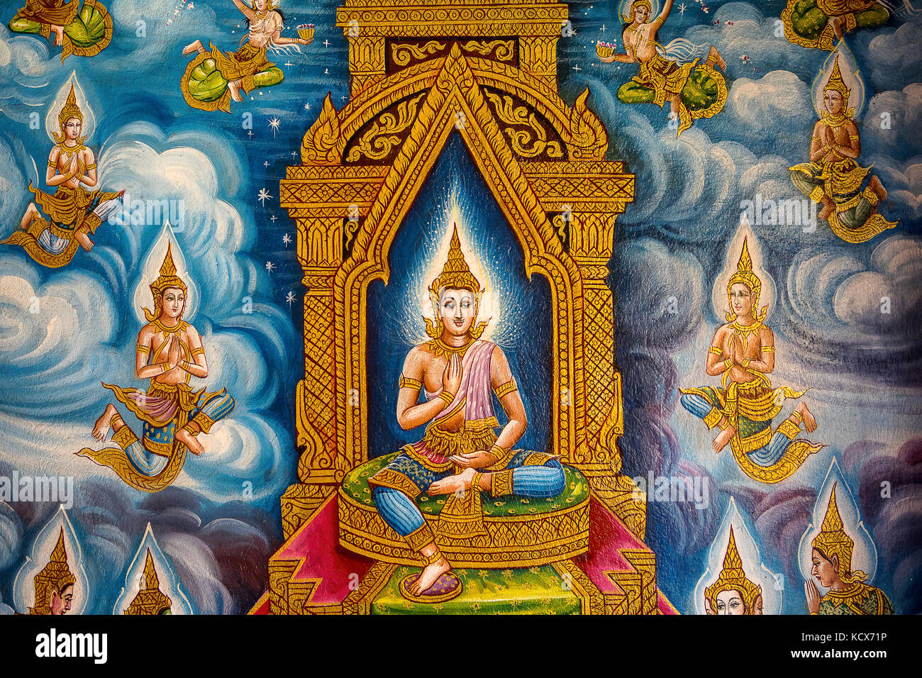 Mural paintings, in Wat Chiang Man Temple, Chiang Mai, Thailand, Asia ...