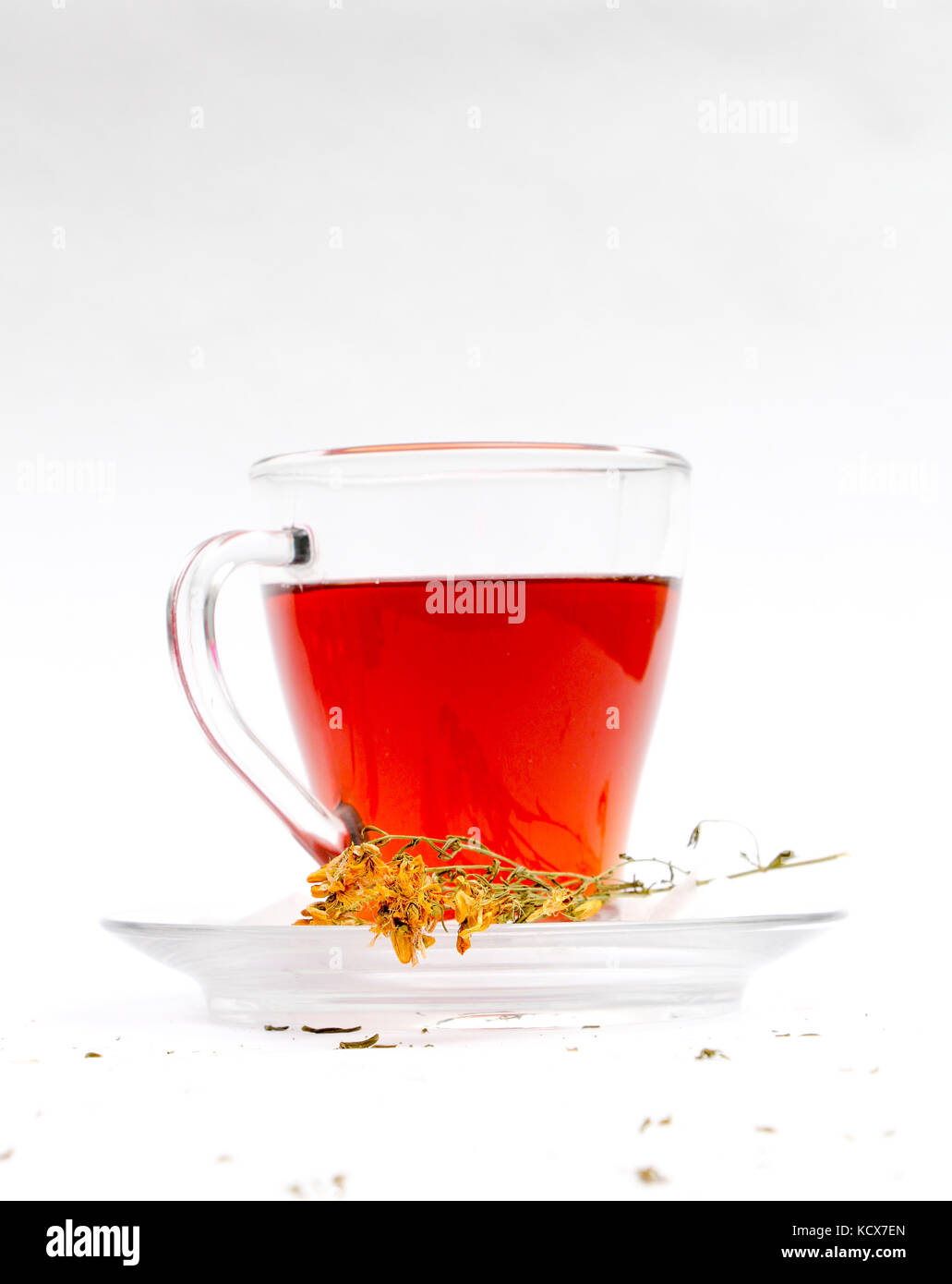 picture of a St. John's wort tea on white background Stock Photo - Alamy
