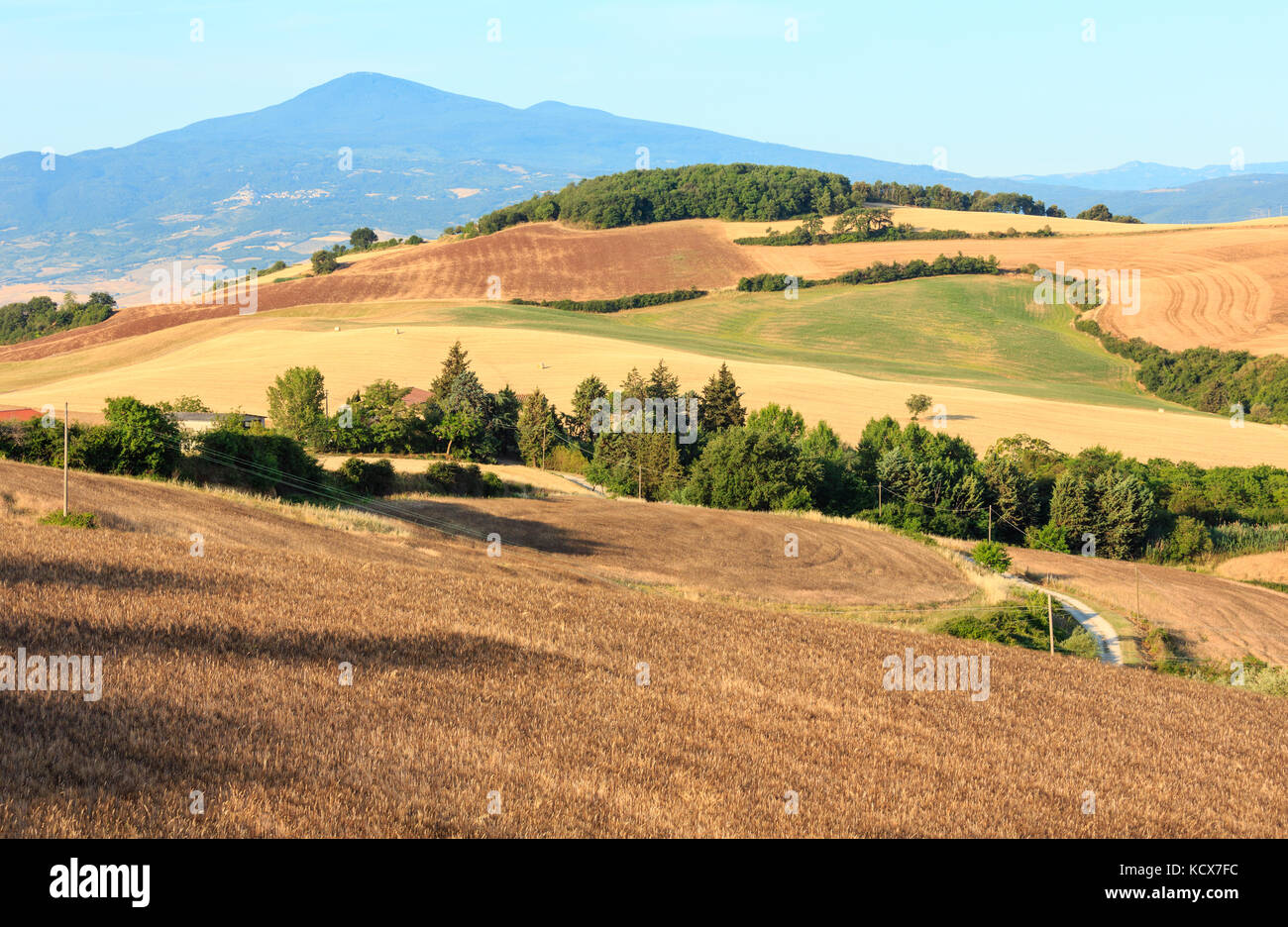 Beautiful landscape of summer morning countryside in Montepulciano ...