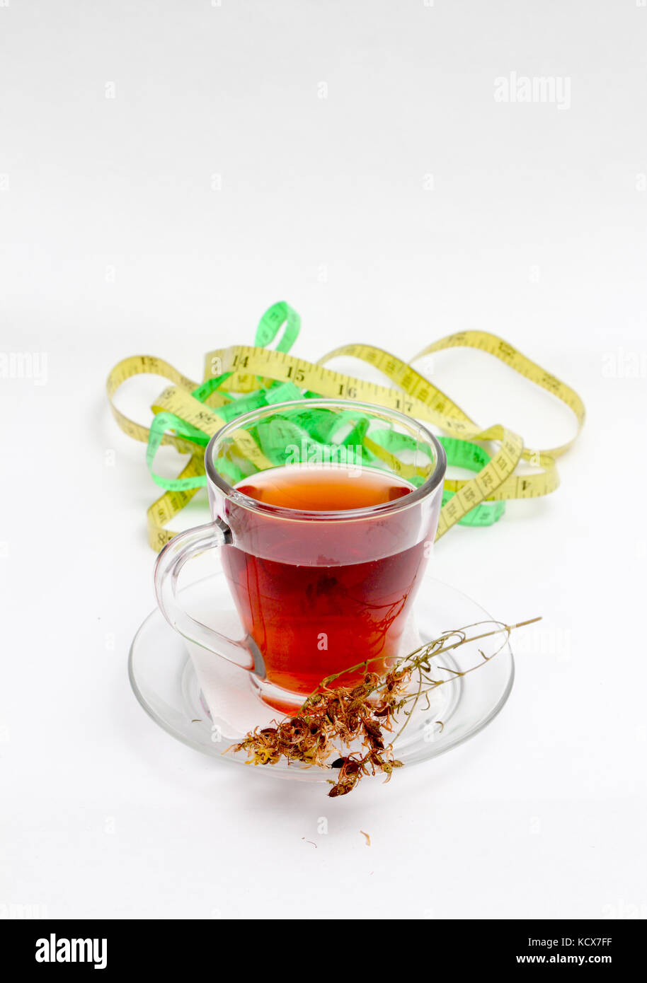 picture of a St. John's wort tea on white background Stock Photo - Alamy