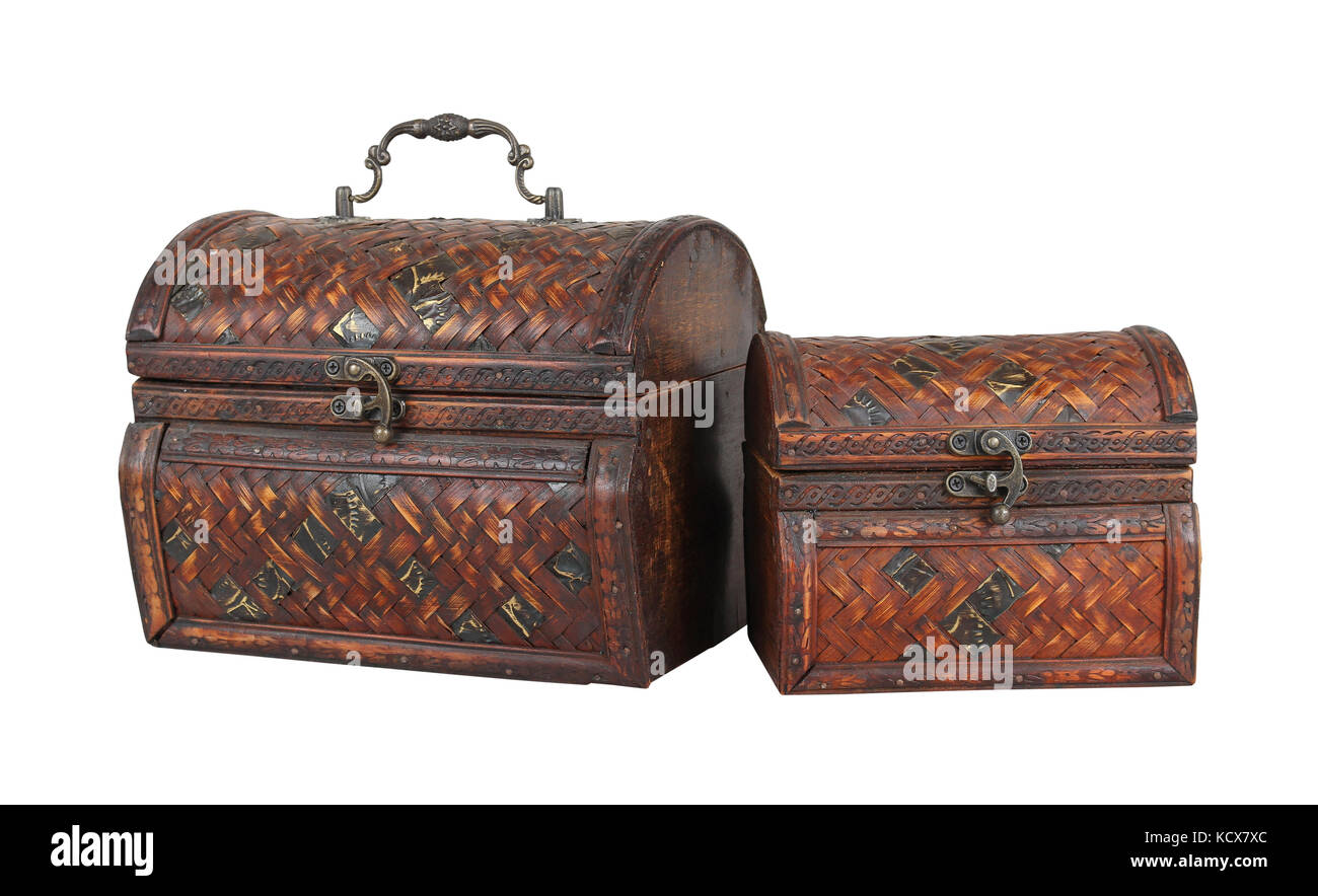 Vintage decorative wooden crates isolated with clipping path included ...